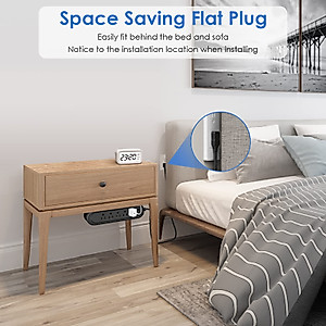 JUNNUJ 20W USB C Power Strip Thin Flat Plug 10 Outlets, Lay Flat Surge Protector 1200J, Wall Mount Power Strips with 18W USB A, Low Profile Outlet with Switch, Ultra Slim Flat Plug Extension Cord 6FT