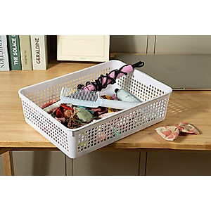 Aebeky A4 Size Plastic Paper Storage Trays,Desktop File Organizer Baskets,6-Packs (White)