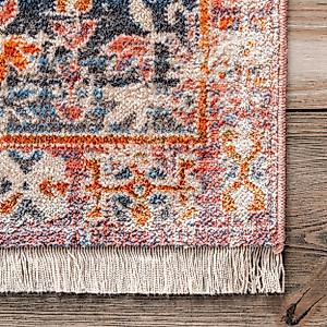nuLOOM 2' x 6' Fringed Performance Indoor Area Rug, Power Loomed, Easy Clean, Durable, Non-Shed, Farley Rust