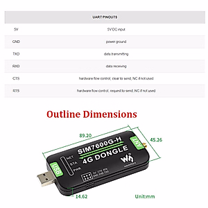 waveshare SIM7600G-H 4G DONGLE LTE USB Adapter for Industrial Grade 4G Communication and GNSS Positioning,Support/PC/Raspberry Pi/Drone/Industrial Computer,150Mbps Downlink Rate,Global Band Support