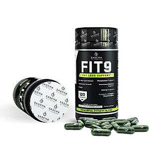 Sascha Fitness Fat Loss pills | Collagen support | Fluid Balance | FIT9 Ingredients: 7Keto + Uva Ursi, Gotu Kola, L-Theanine,Gingko Biloba,DIM,Green Tea | Weight Loss Supplements-Vegan-120 Natural Cap