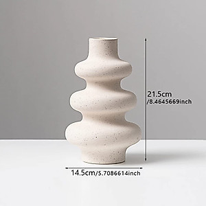 Camisin Ceramic Vase Beige Plant Pot Home Decor Flower Arrangement Garden Living Room Office Desktop Decoration Crafts
