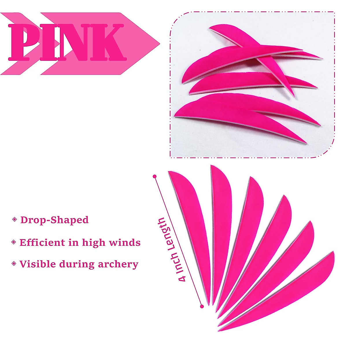 M.SJUMPPER ARCHERY Fletches 4 Inch Real Feather Fletching with Right Wing for DIY Arrows Shafts