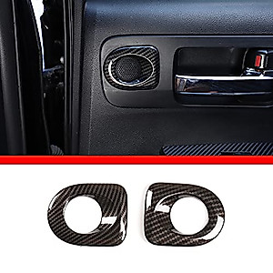 LLKUANG Fit for Toyota Tundra 2007-2021 ABS Back Door Speaker Horn Decoration Frame Cover Trim Car Accessories (Carbon Fiber Pattern)
