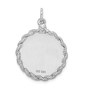 Sterling Silver Anti-Tarnish Treated Merry Christmas Disc Charm (approximately 30 x 22 mm)