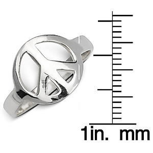JewelryWeb Sterling Silver Polished Open Peace Sign Band Ring (15mm wide) (8)