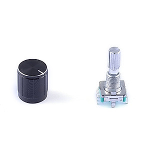 Cylewet 5Pcs 360 Degree Rotary Encoder Code Switch Digital Potentiometer with Push Button 5 Pins and Knob Cap for Arduino (Pack of 5) CYT1100