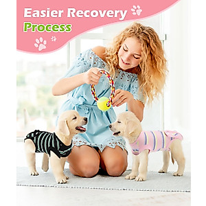 VavoPaw Dog Surgery Suit, Soft Breathable Dog Onesie for Surgery, Dog Bodysuit for Female Male Puppies, Puppy Cone E-Collar Alternative for Wounds Skin Diseases After Surgery, M, Pink