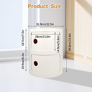 FZANVAN 2-Tier Round Bedside Table, Narrow Storage Cabinet, Small Stylish Storage Cabinet, no Installation Required, Suitable for Living Room and Bedroom, Small Space