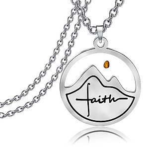 KEYCHIN Faith Mustard Seed Mountain Necklace Religious Gift Cross Faith Mustard Seed Mustard Seed Jewelry Necklace Christian Gift (Faith Mountain NK-S)