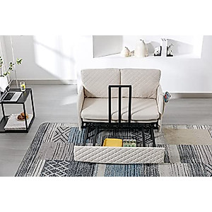 ERYE 3-in-1 Upholstered Futon Sofa Loveseat Convertible Sleeper Couch Bed,2-Seaters Sofa & Couch Soft Cushions Love Seat Daybed for Small Space Living Room Sets