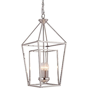 Craftmade 45834-PLN Hudson Foyer Chandelier Lighting, 4-Light, 240 Watts, Polished Nickel (12"W x 26"H)