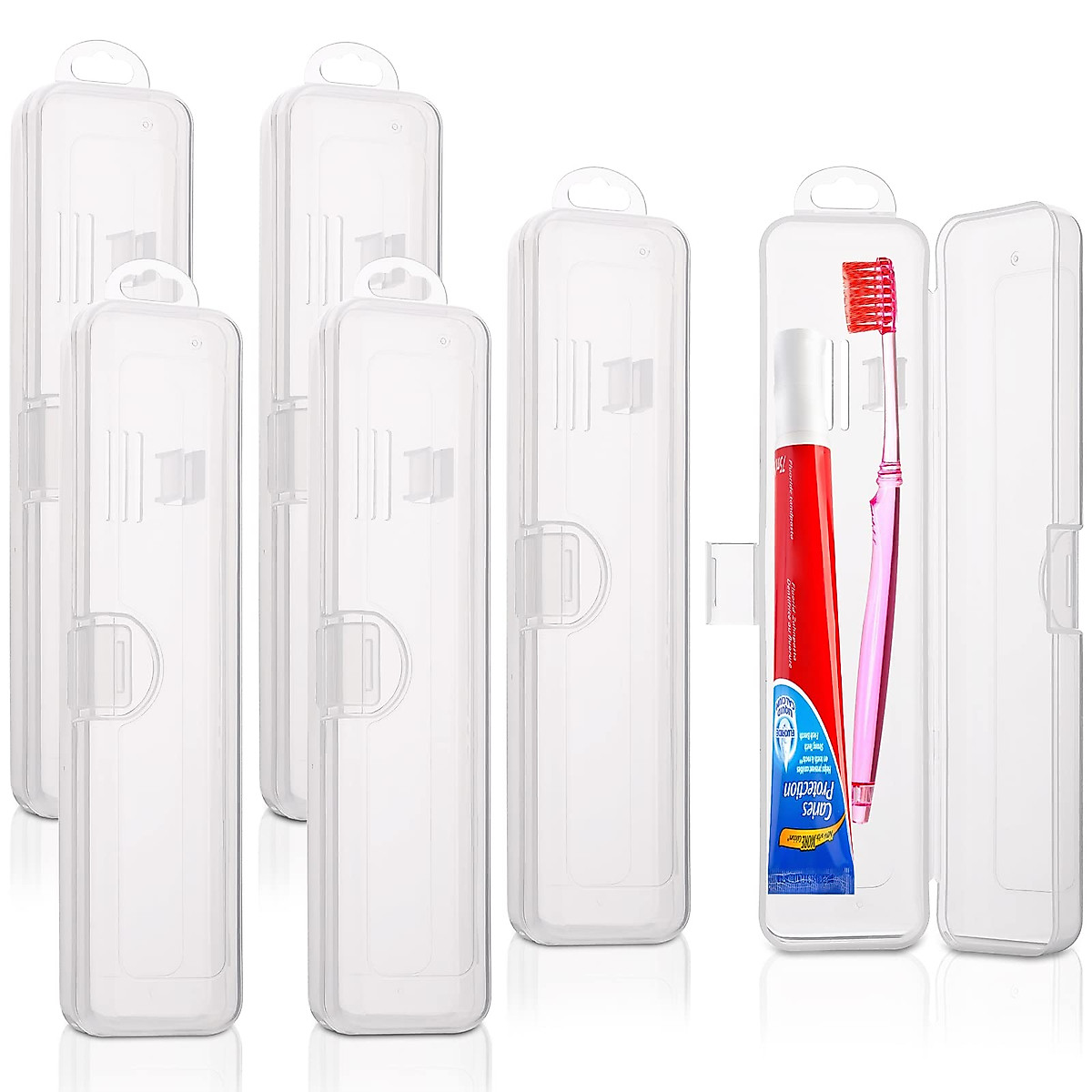 6 Pack Travel Toothbrush Case Holder, Portable Clear Toothbrush and Toothpaste Storage Container for Travel, Home, Business, Camping, School, Breathable Toothbrush Storage Box Cover