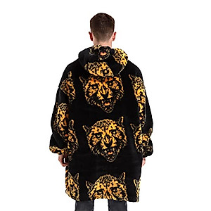 Lushforest Wearable Blanket oversized Hoodie, Super Warm and Cozy Sherpa Fleece Hooded body Sweatshirt Blanket, Thick Flannel Blanket with Elastic Sleeves and Giant Pocket for Women Adults Men Teens