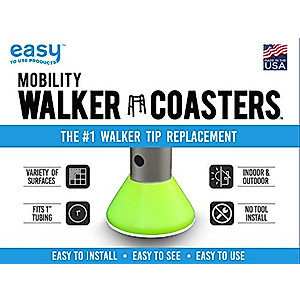 Walker Coasters, Medical Accessories, (6 Count, Tennis Ball Yellow)