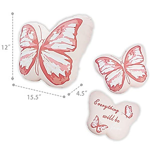 June Garden Decorative Plush Soft Cushion Butterfly Throw Pillow - 16 x 12 Inches - Pink