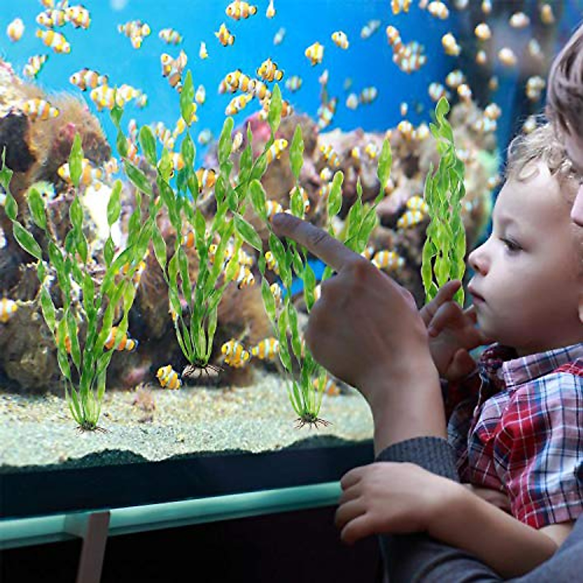 Rocutus Artificial Seaweed Water Plants,15 Pieces Fish Tank Aquarium Decorations,Soft Plastic Life-Like Artificial Seaweed Water Plants for All Fish & Pets