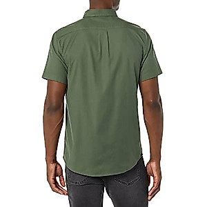 Goodthreads Men's Standard-Fit Short-Sleeve Stretch Oxford Shirt with Pocket, Dark Green, Medium