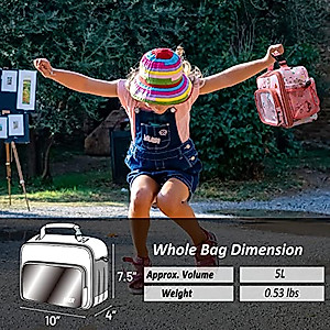 MIER Lunch Bags for Kids Boys Girls Toddlers Cute Insulated Lunch Box Tote School Lunchbox Kit with External Water Bottle Holder/Clear Zipper Pocket (Pink-Marine Animals)