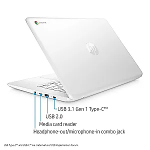 HP Chromebook 14-Inch Laptop with 180-Degree Hinge, Full HD Screen, AMD Dual-Core A4-9120 Processor, 4 GB SDRAM, 32 GB eMMC Storage, Chrome OS (14-db0050nr, Snow White)