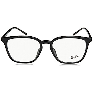 Ray-Ban RX7185F Low Bridge Fit Square Prescription Eyeglass Frames, Black/Demo Lens, 54 mm