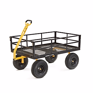 Gorilla Carts GOR1400-COM Heavy-Duty Steel Utility Cart with Removable Sides and 15" Tires, 1400-lbs. Capacity, Black & TR Industrial Forestry Safety Helmet and Hearing Protection System, Yellow