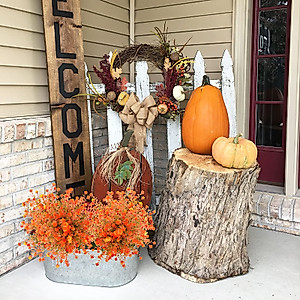 Uieke 6 Bundles Artificial Fall Flowers UV Resistant No Fade Faux Autumn Plants Fake Indoor Outdoor Greenery for Garden Wedding Party Home Sidewalk Trim Outside Hanging Planter Décor Autumn Orange