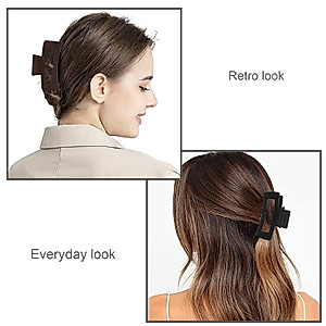 YEEPSYS Hair Claw Clips, Hair Accessories for Women and Girls Thin Hair, Strong Hold Hair Clip (3.5 inch, Matte Black+ Dark Brown)