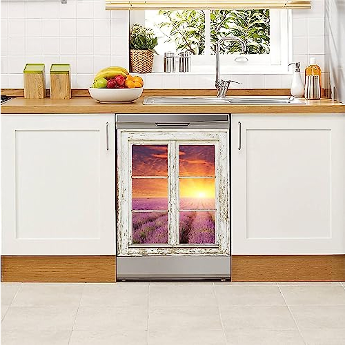 Dishwasher Magnet Cover Lavender Beautiful Meadow Magnetic Refrigerator Stickers Decorative Appliance Cover Fridge Panels Metal Door Garage 23x26in