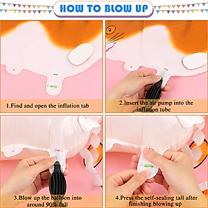 CCOZN 9 Pcs Walking Cat Balloons, Cat Mylar Balloon with 3 Ribbons Walking Animal Balloons Foil Long Balloons for Cat Theme Birthday Party Decorations Walking Cat Balloons Birthday Party Supplies