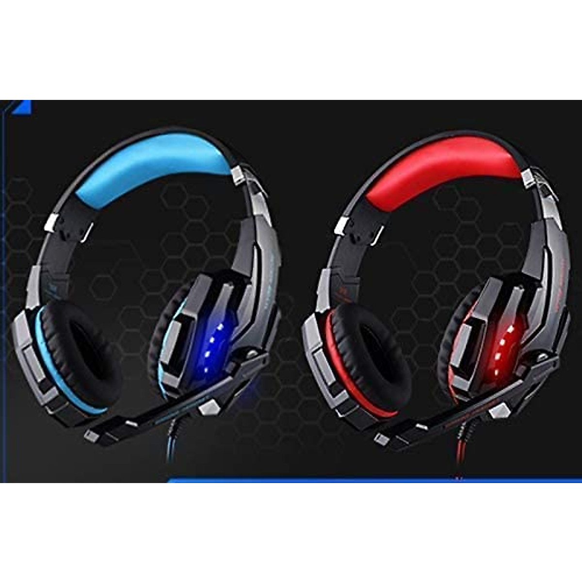 REDFIRE Stereo Gaming Headset for PS4, PC, Xbox One Controller, Noise Cancelling Over Ear Headphones Mic, LED Light, Bass Surround, Soft Memory Earmuffs for Laptop Mac Nintendo Switch Games -Red