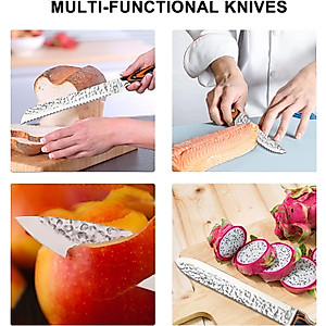 Leking 15-Piece Block Knife Set with Wooden Block, Premium High Carbon Stainless Steel Chef Knife Set with Pakka Wooden Handle, Kitchen Knife Sets with Sharpener, Knives Set, Scissor, 6 Steak Knives