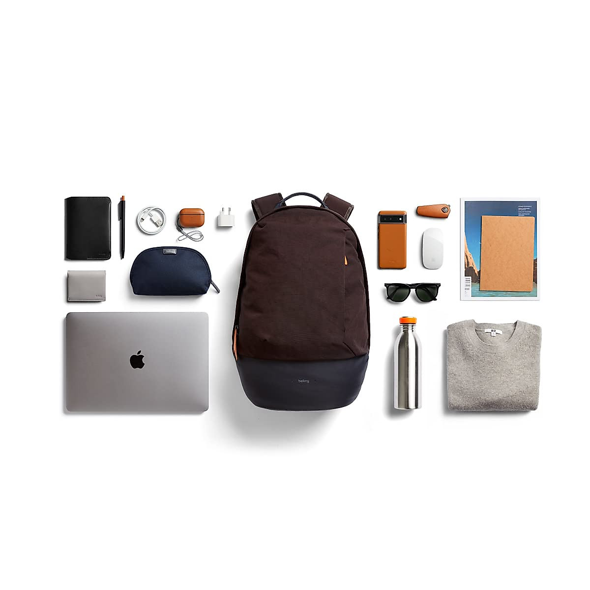Bellroy Classic Backpack Premium (Leather Panels, Fits 15" Laptop) - Black Sand