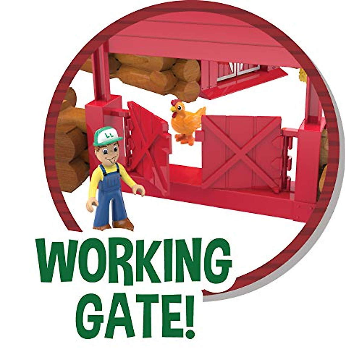 LINCOLN LOGS – Fun On The Farm - 102 Parts - Real Wood Logs - Ages 3+ - Best Retro Building Gift Set for Boys/Girls – Creative Construction Engineering – Top Blocks Game Kit - Preschool Education Toy