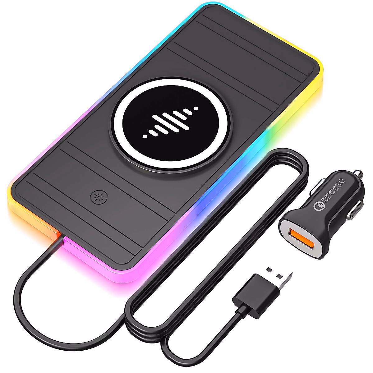 for Magsafe Wireless Car Charger Pad, [Upgrade] RGB 15W for Car Wireless Charging Pad for iPhone 15 14 13 12 11 Pro Max, for Samsung Galaxy S22/S22+/S22 Ultra/S21/S20/S10