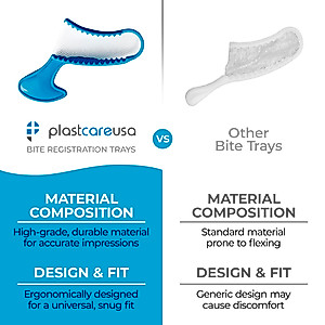 50 Posterior Blue Disposable Dental Bite Registration Trays, Impression Trays for Teeth Molds, 1 Box of 50 Bite Trays