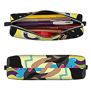 allgobee Pu Leather Pencil Bag Pen Case Doberman-Rottweiler-Watercolor-Dog Students Stationery Pouch Pencil Holder Desk Organizer