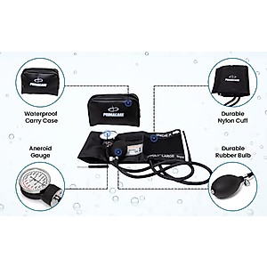 Primacare DS-9193 Classic Series Large Adult Size Professional Blood Pressure Kit with Aneroid Sphygmomanometer, Latex Free Inflation System BP Kit with Nylon Cuff