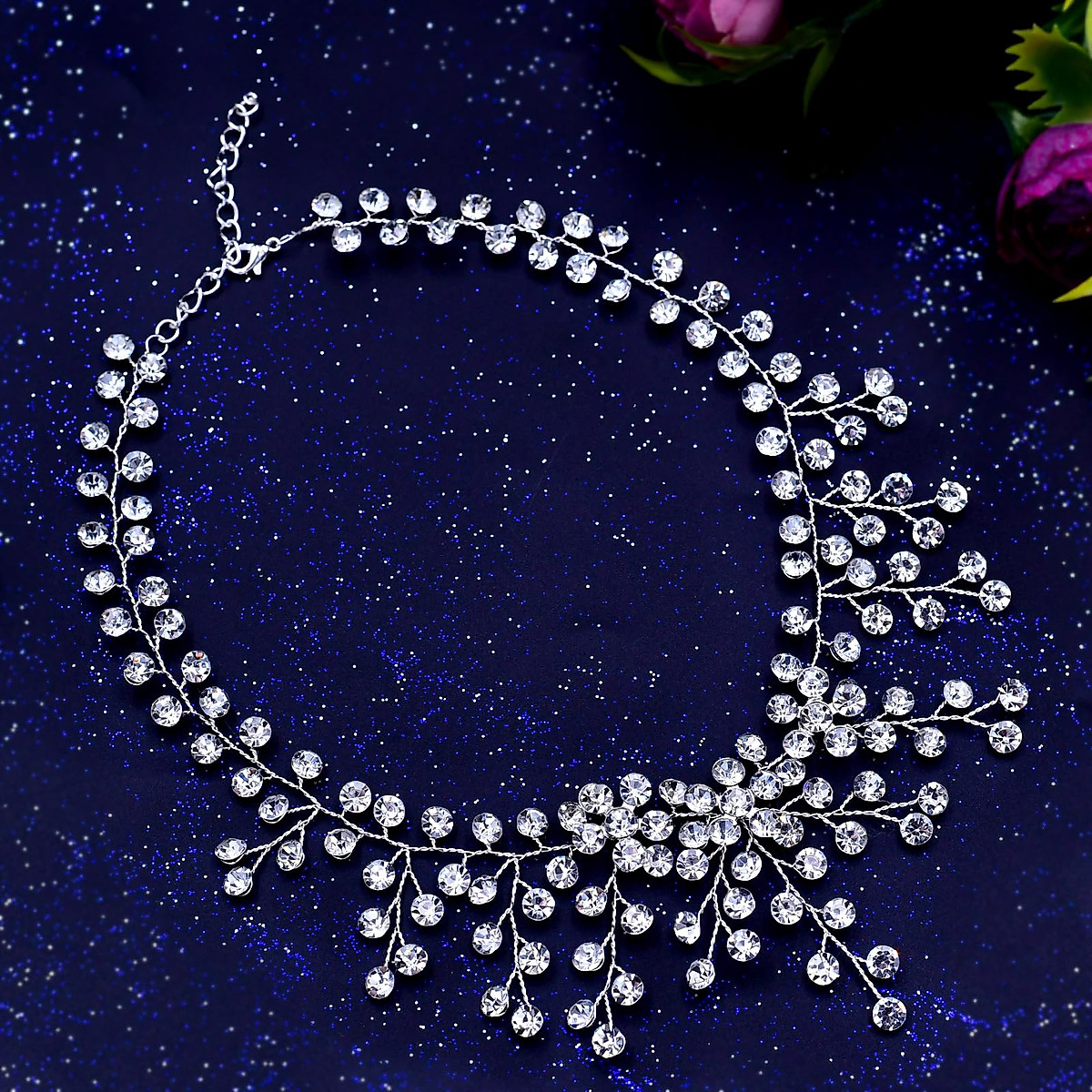 Bridal Wedding Headband Crystal Tiara Crown，Queen Tiaras and Crowns，Wedding Bride Crowns For Birthday Party Wedding Pageant Hair Accessories (Silver/Crown + necklace + Earrings)