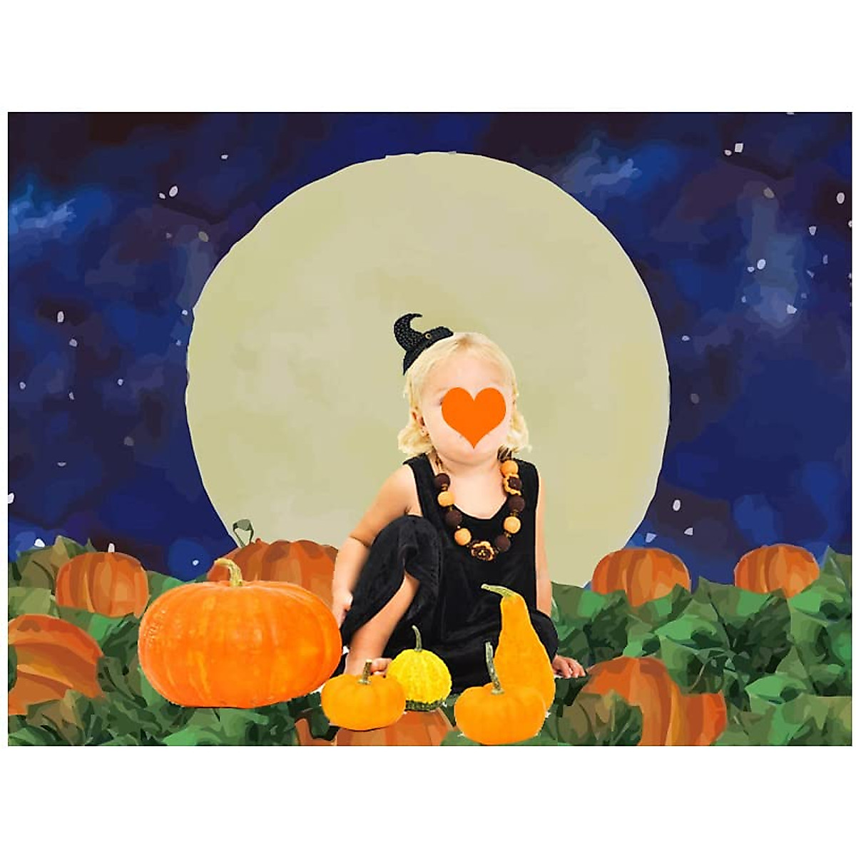 Halloween Pumpkin Field Photography Background Starry Sky Night Moon Halloween Backdrops Baby Shower Birthday Party Photo Studio Props Banner 7x5ft