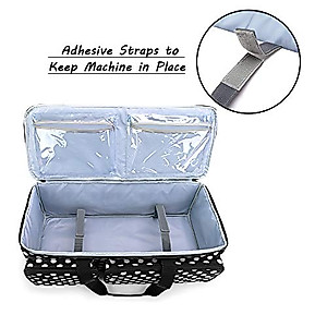 CURMIO Carrying Case Compatible with Cricut Explore Air 2, Cricut Maker, Silhouette Cameo 4 and Cameo 3, Travel Storage Bag with Pockets for Craft Tools and Accessories, Black Dots