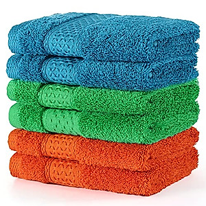 Chiicol Cotton Wash Cloths Absorbent Bath Washcloths for Body and Face - Hotel Towels for Bathroom in Bulk. Durable,Soft Bath Rags, Wash Rag (Multicolor)