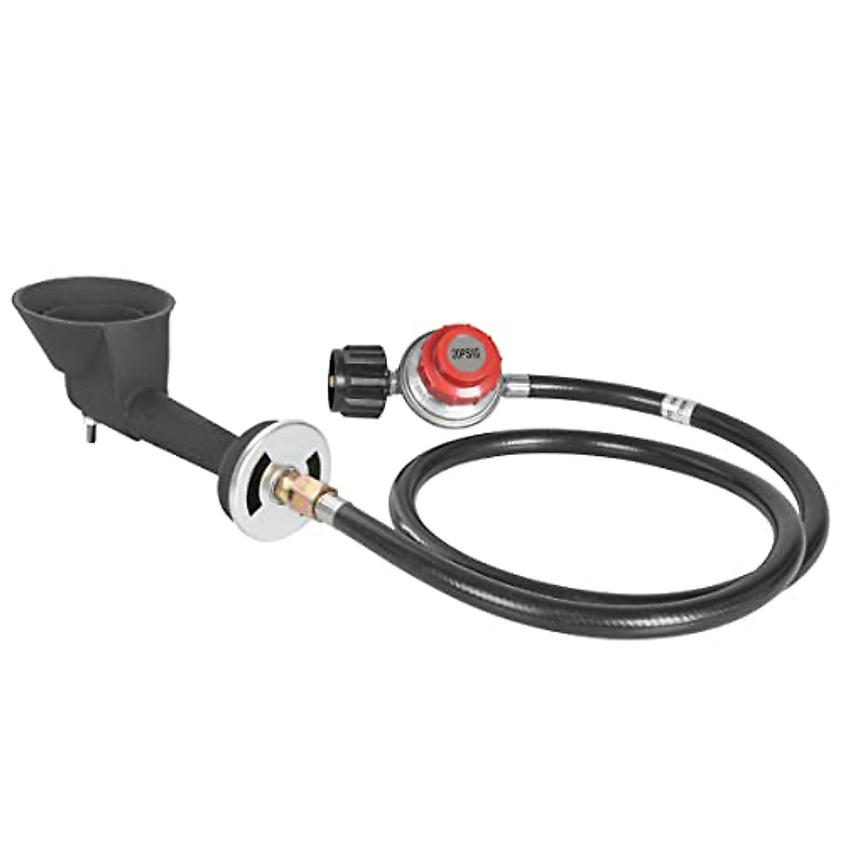 Concord Cast Iron High Pressure Retro Burner Head with Brass Orifice and Bottom Mounting Screw (Burner Head with Regulator Hose)