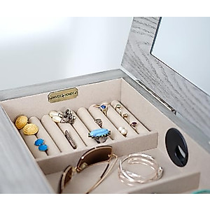 HIVES&HONEY Luke Wood Jewelry Cabinet Armoire Storage Box Chest Stand Organizer Necklace Holder in Smoke Grey