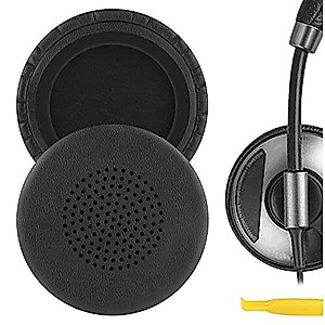 Geekria QuickFit Protein Leather Replacement Ear Pads for Plantronics Blackwire C510 C520 C710 C720 Headphones Ear Cushions, Headset Earpads, Ear Cups Repair Parts (Black)