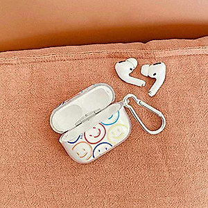 Cute Airpods Pro Smiley Face Case,JANDM Airpod Pro Clear Case Soft Silicone Cartoon Smooth Shockproof with Keychain Girls Women Case for Airpods Pro Charging Case