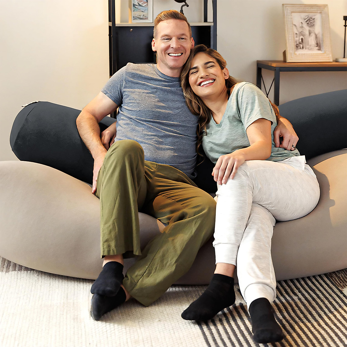 Yogibo Roll Long Full Body Pillow for Women and Men, Adults, for Back, Lumbar, Body Support, Side Sleeper, Maternity, Nursing, Pregnancy for Sleeping, Micro-Bead Filling, Dark Grey