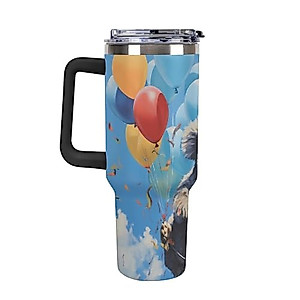 Koalas Balloons in Sky 40 Oz Stainless Steel Cup Travel Tumbler with Handle and Straw Lightweight Coffee Mug for Home Office