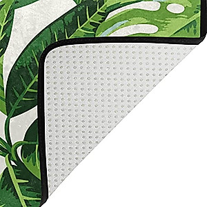 ALAZA Tropical Palm Tree Leaf Jungle Non Slip Area Rug 4' x 5' for Living Dinning Room Bedroom Kitchen Hallway Office Modern Home Decorative