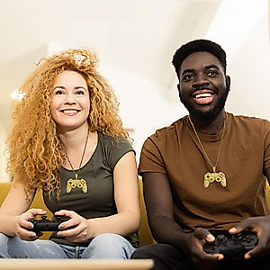 Jemant Video Game Controller Necklace For Men Women Iced Out Pendant Bling Hip Hop Cool Punk Gold Plated Game Console Handle Necklace Friendship Gift